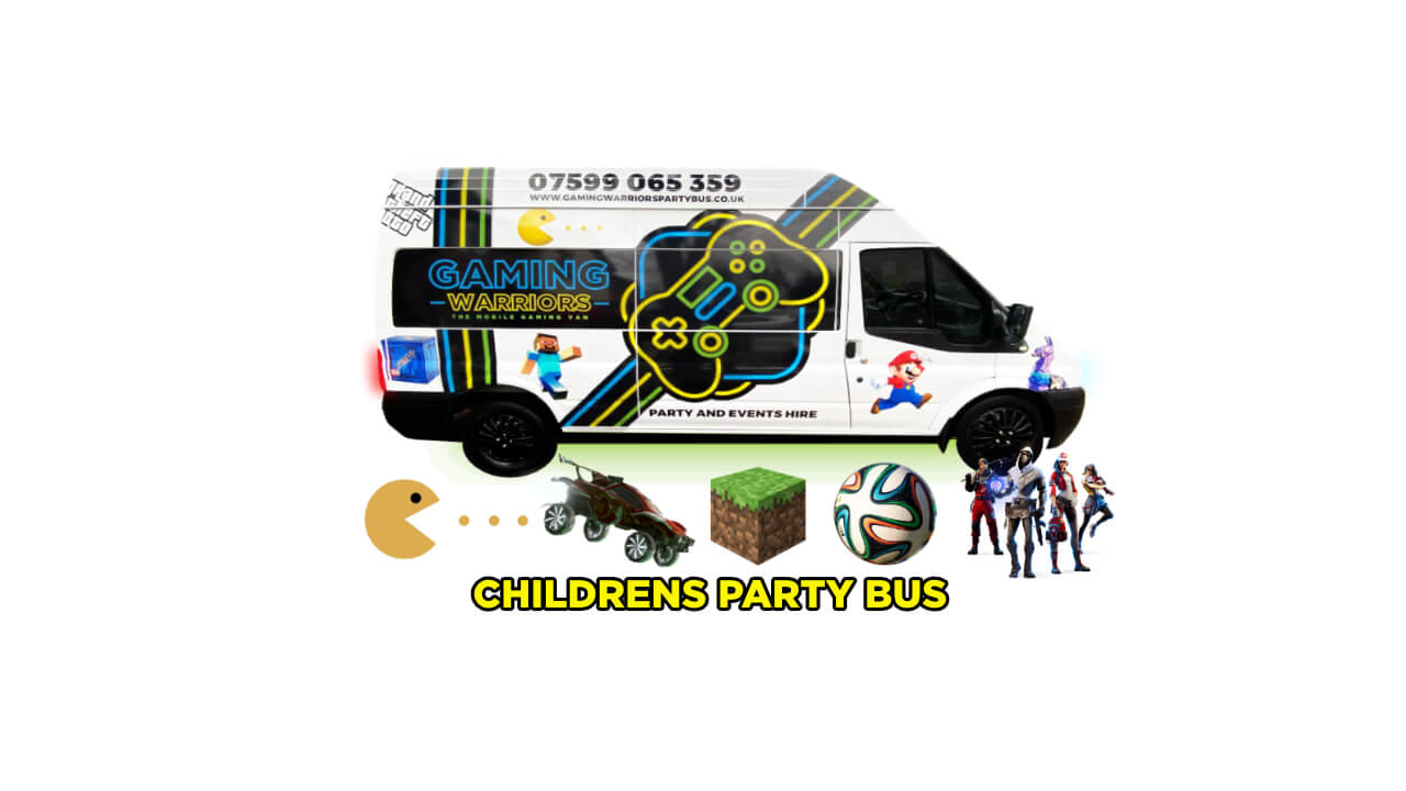Childrens Party Bus - Mobile Gaming Bus Surrey - Gaming Warrior Party ...